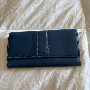 Coach | Bags | Coach Blue Leather Wallet | Poshmark
